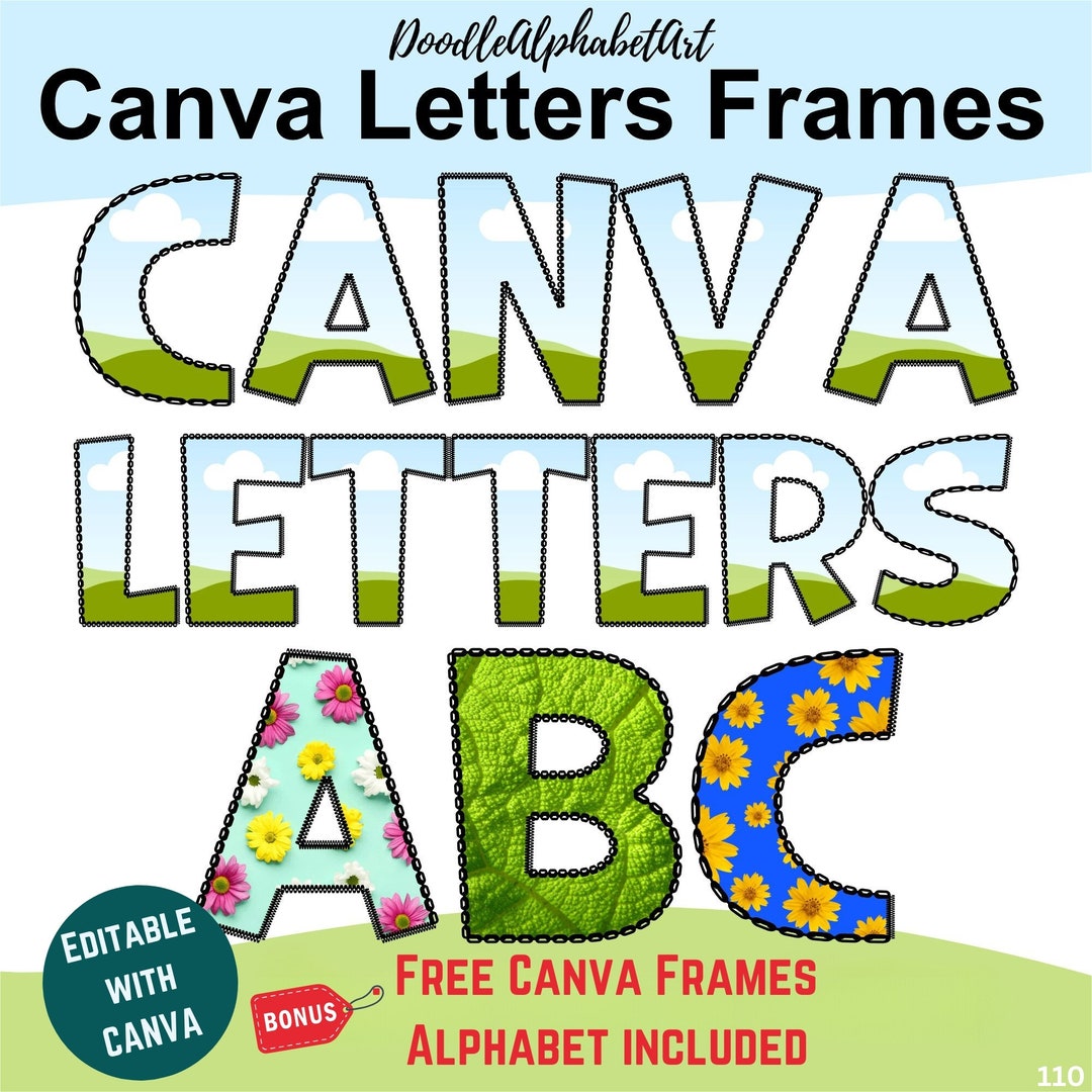 Canva Frame Letters, Chain Doodle Alphabet, Editable Canva Frame ...