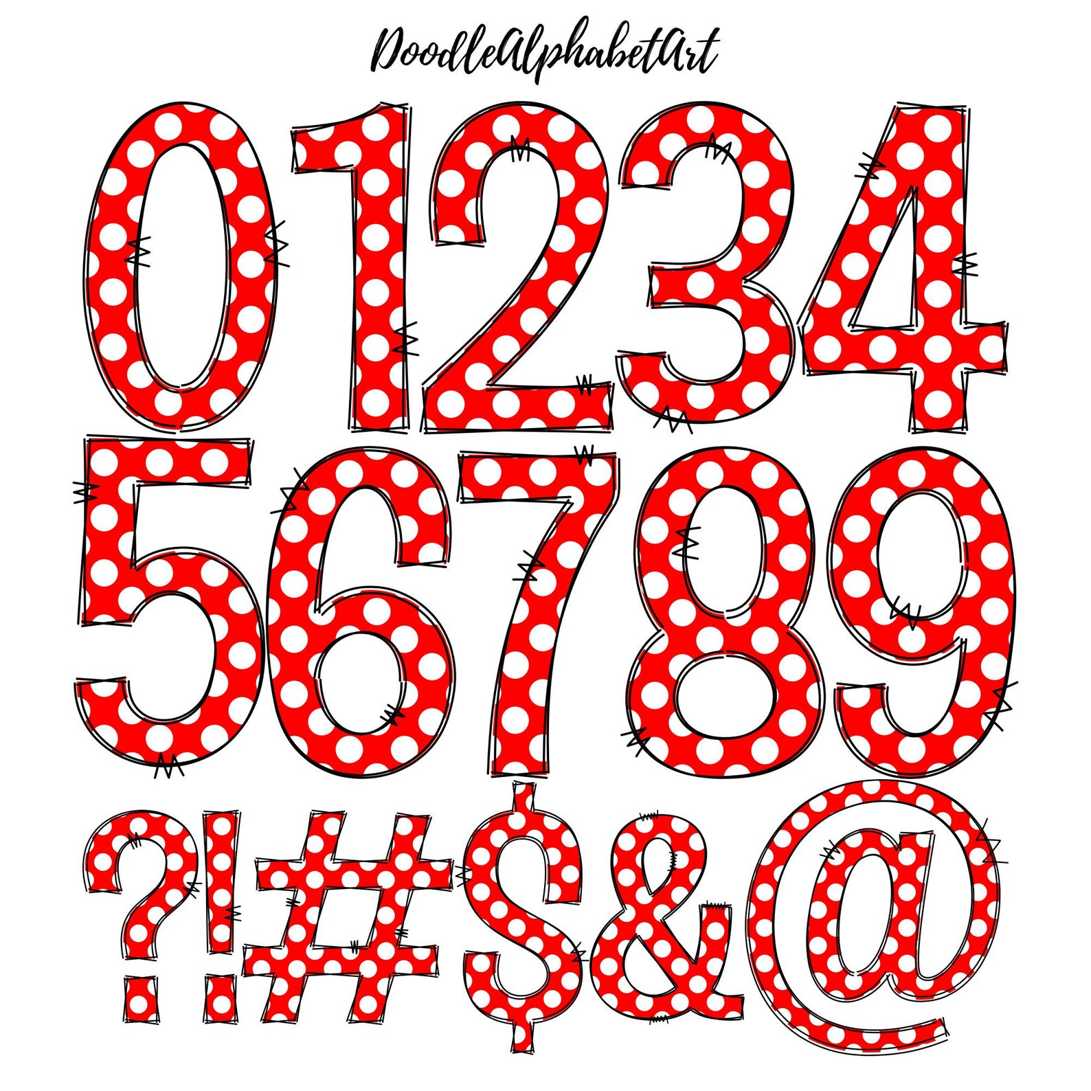 Doodle Polka Dot Alphabet PNG Bundle: 10 Colorful Alpha Sets (digital ...
