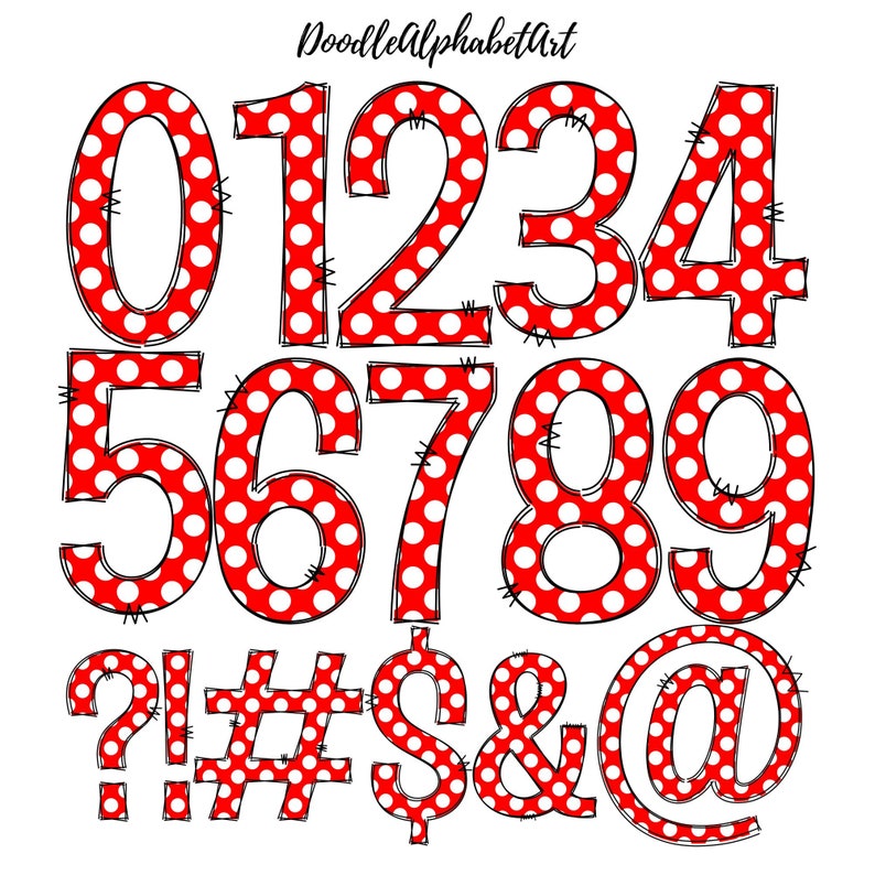 Doodle Polka Dot Alphabet PNG Bundle: 10 Colorful Alpha Sets (digital ...