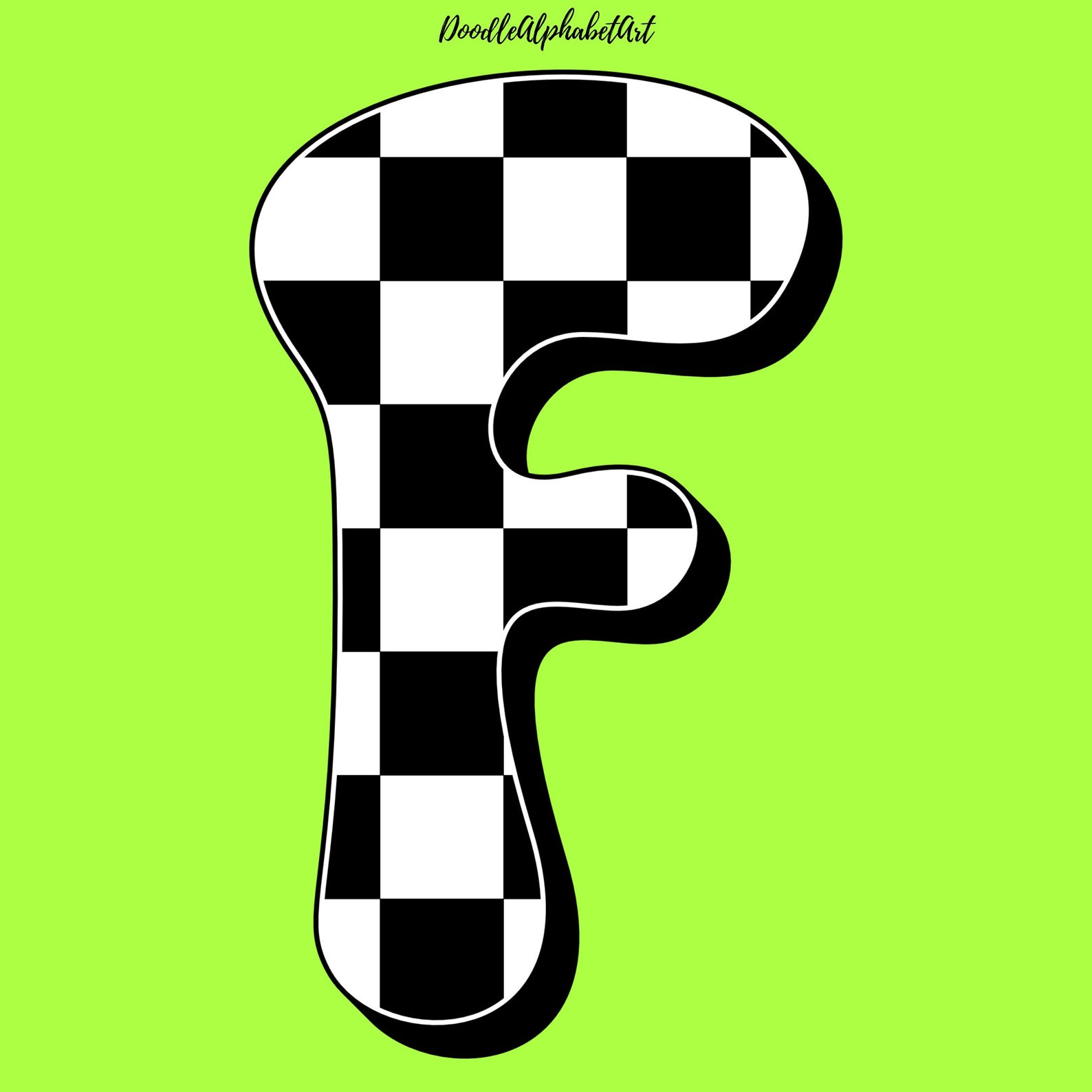 Retro Checkered Alphabet PNG Bundle: Groovy Doodle Letters (digital ...