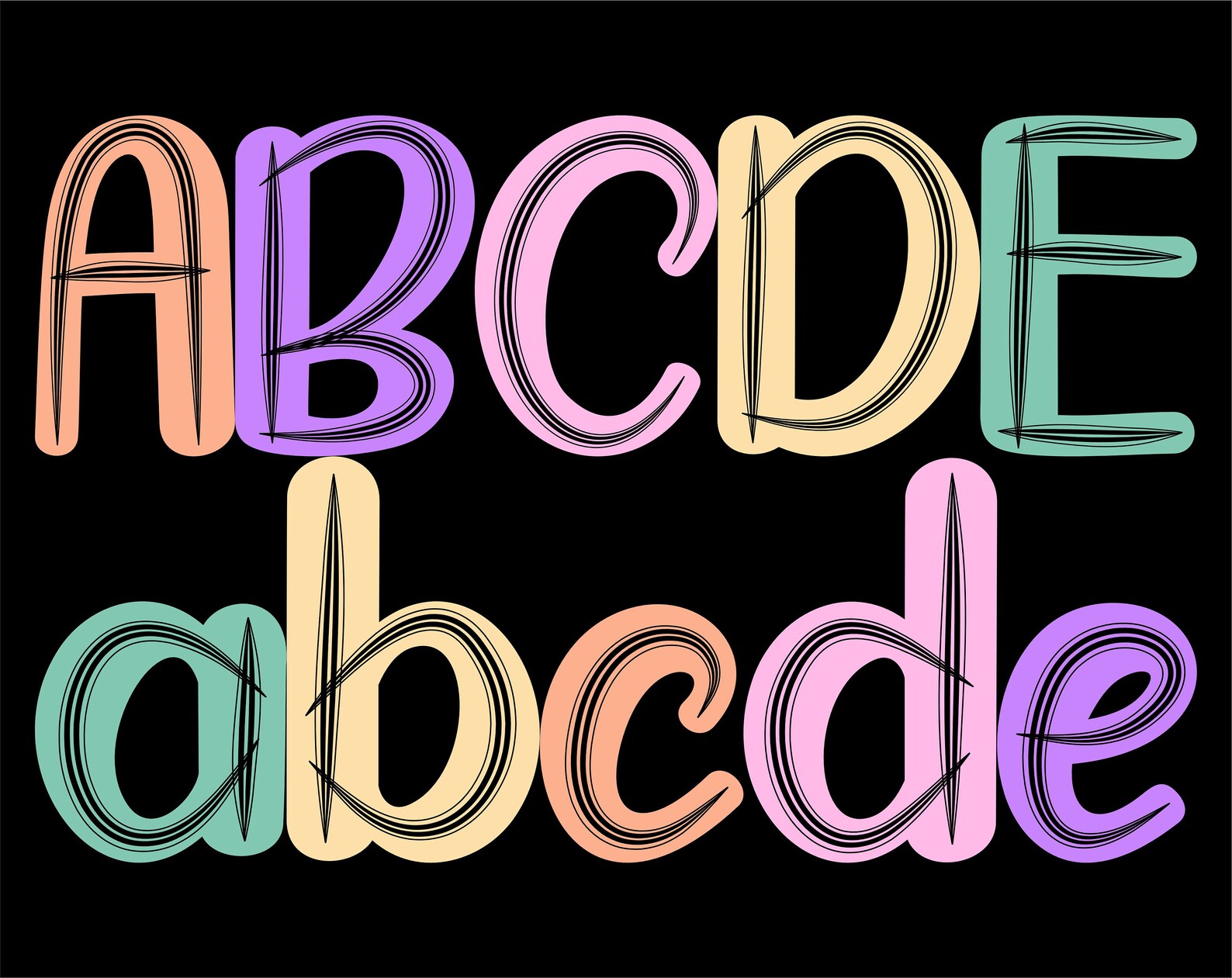 Scribble Letters PNG Pastel Summer Season Color Scheme Hand - Etsy