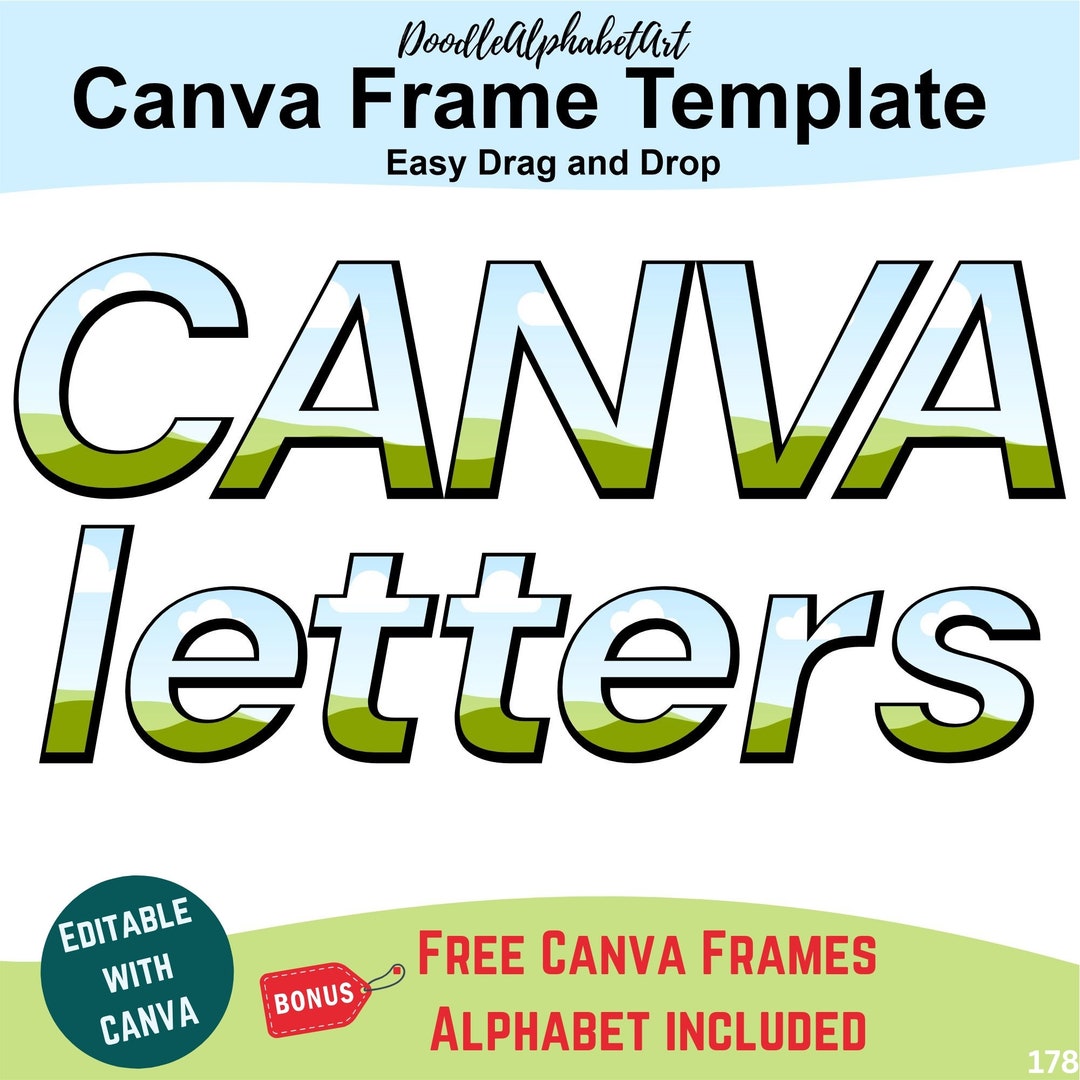 Canva Frame Letters, Italic Bold Font, Uppercase Lowercase & Numbers ...
