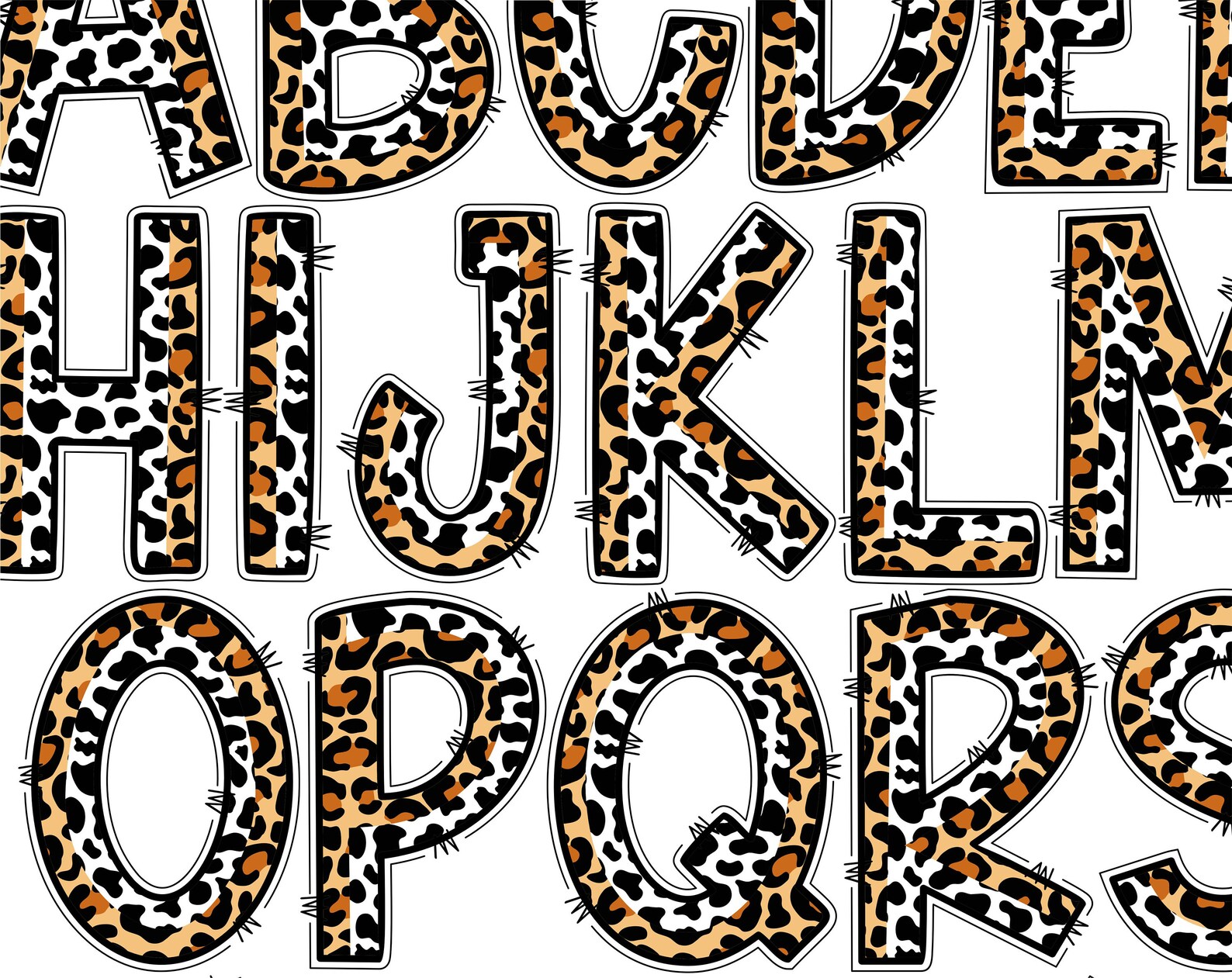 Half Leopard Digital Alphabet Letters PNG, Half Cowboy Digital Doodle ...