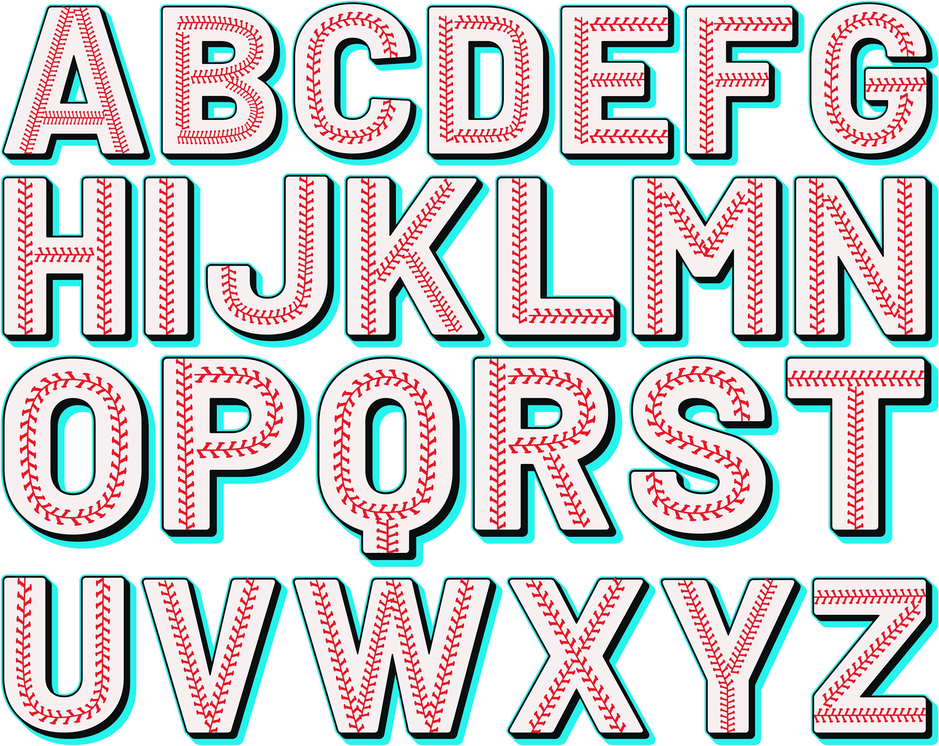 Baseball Alphabet Letters PNG Bundle Baseball Sports Doodle - Etsy