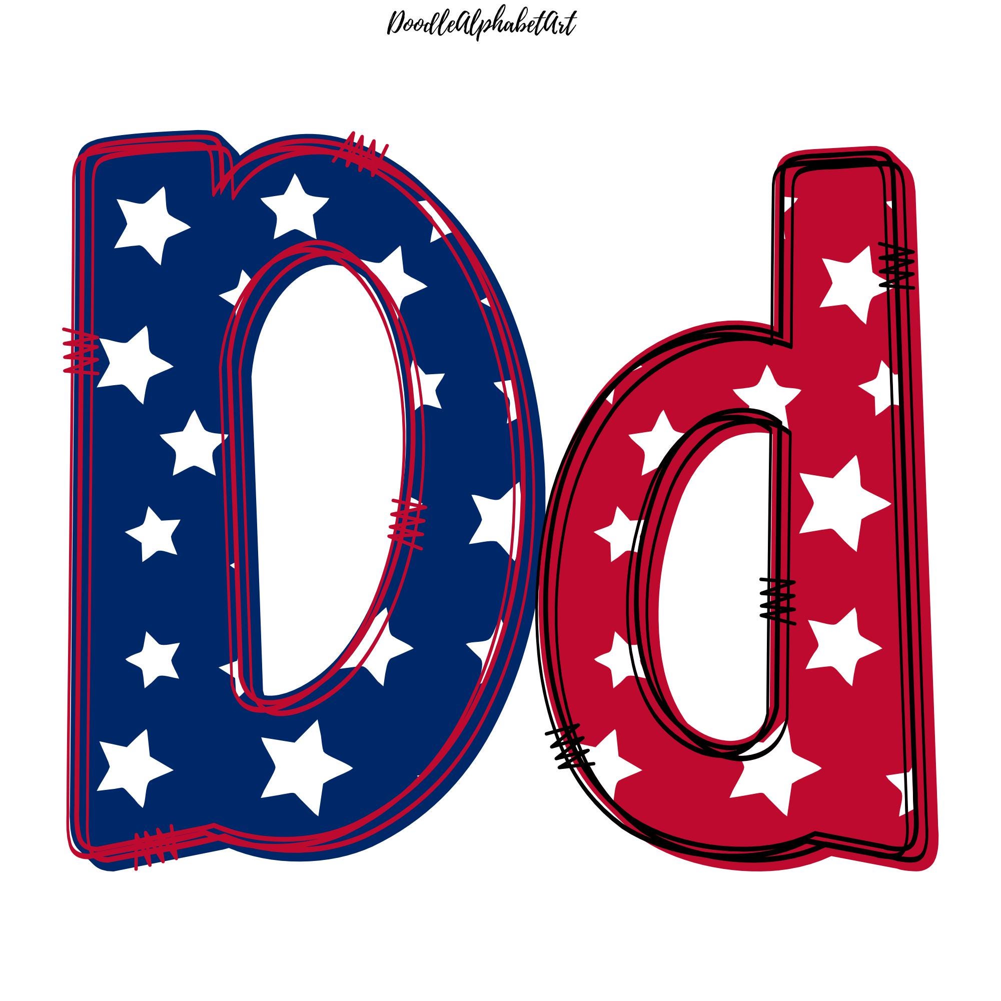Patriotic Alphabet PNG Set: 4th of July Doodle Letters & Clip Art ...