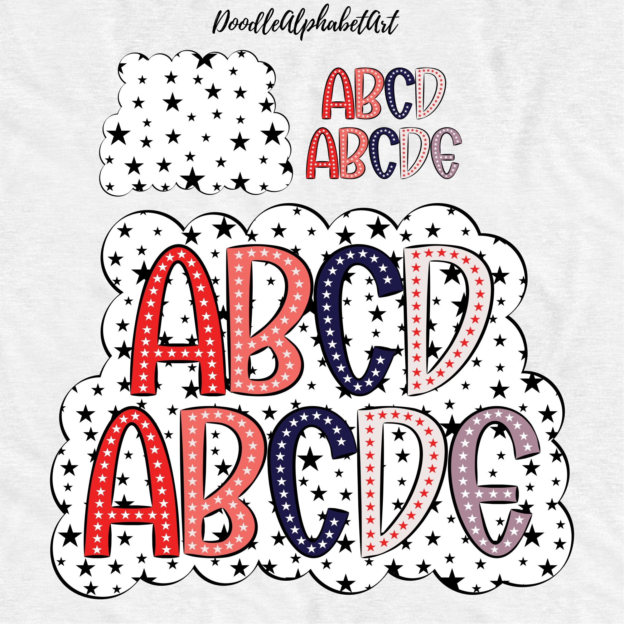 Patriotic Alphabet PNG: 4th of July Star Letters (digital Download) - Etsy