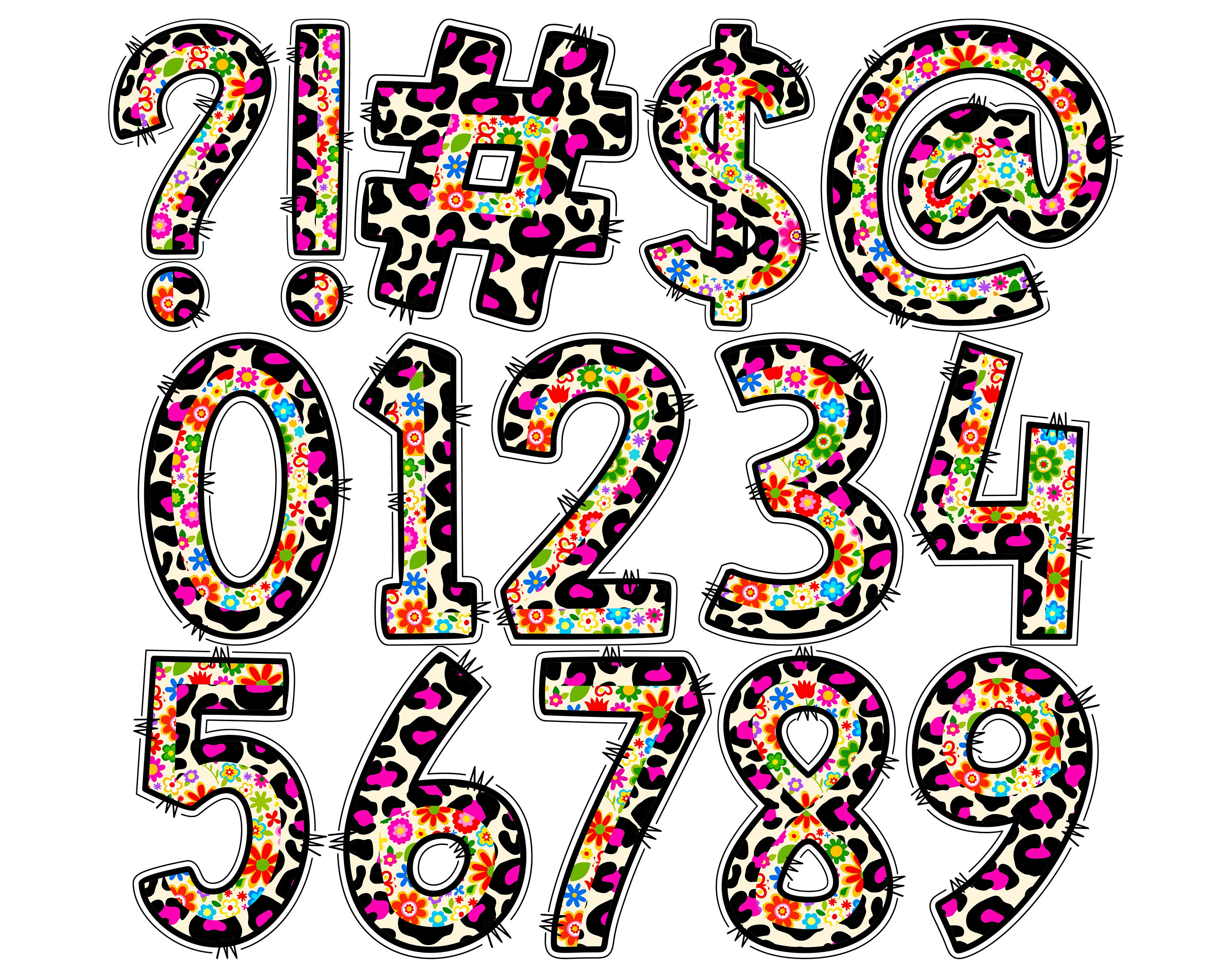 Leopard Floral Doodle Alphabet PNG: Hand-drawn Clipart (digital ...