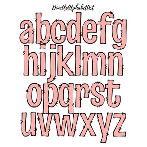 Hand-drawn Doodle Alphabet PNG Bundle - 8 Sets, Pastel Colors ...