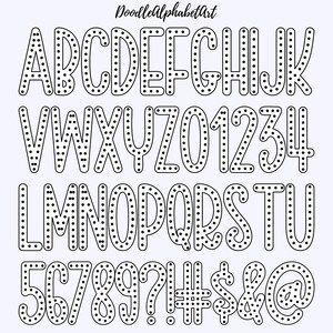 Black and White Doodle Dots Alphabet PNG Bundle, Bright Colors Palette ...