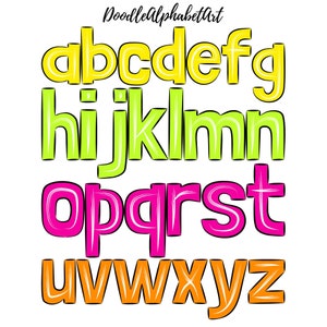 Bright Color Alphabet Set With White Ink Brush Stroke Line, Alpha PNG ...