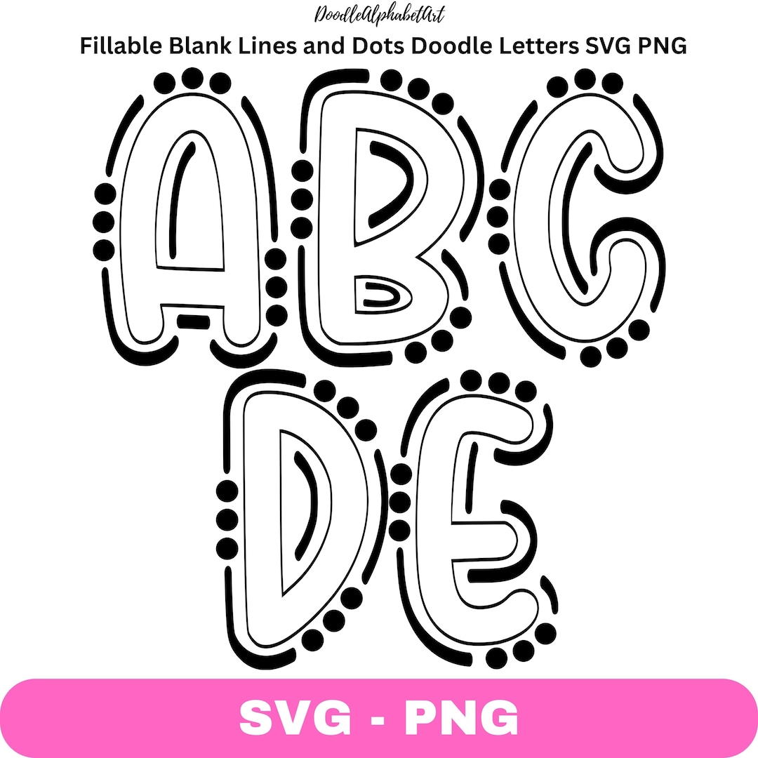 Doodle Alphabet SVG PNG: Fillable Letters, Numbers, & Characters ...
