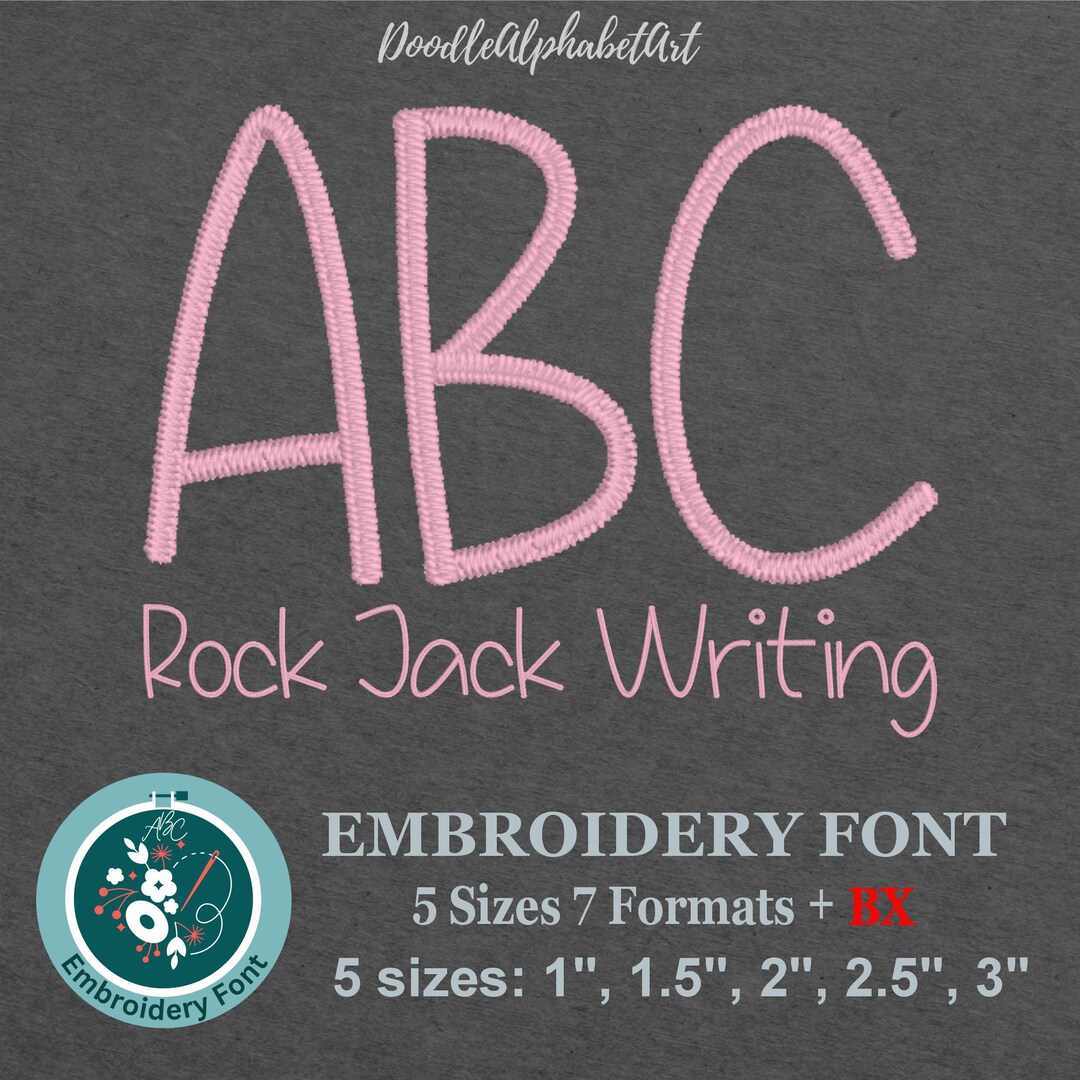 Rock Jack Writing Satin Stitch Embroidery Font, 5 Sizes + BX, Machine ...