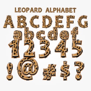 Leopard Print Doodle Digital Alphabet Letters Transparent Pngs, Hand ...