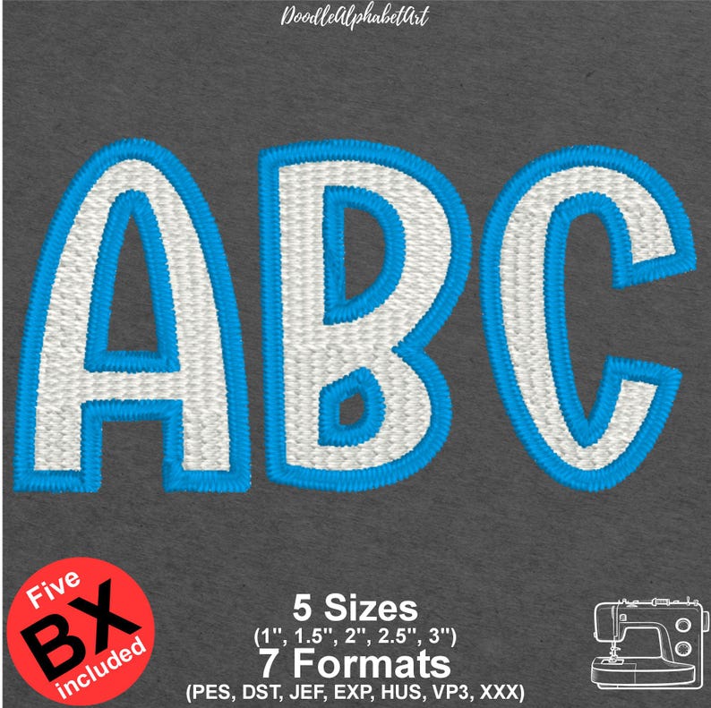 Satin Border Embroidery Font: Two-color Outline Stitch (digital ...