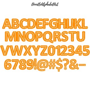 White Center Line Doodle Alphabet PNG Bundle, Grunge Letters, Bright ...