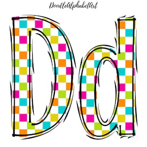 Vibrant Colorful Checkered Letters PNG, Handwritten Playful & Whimsical ...