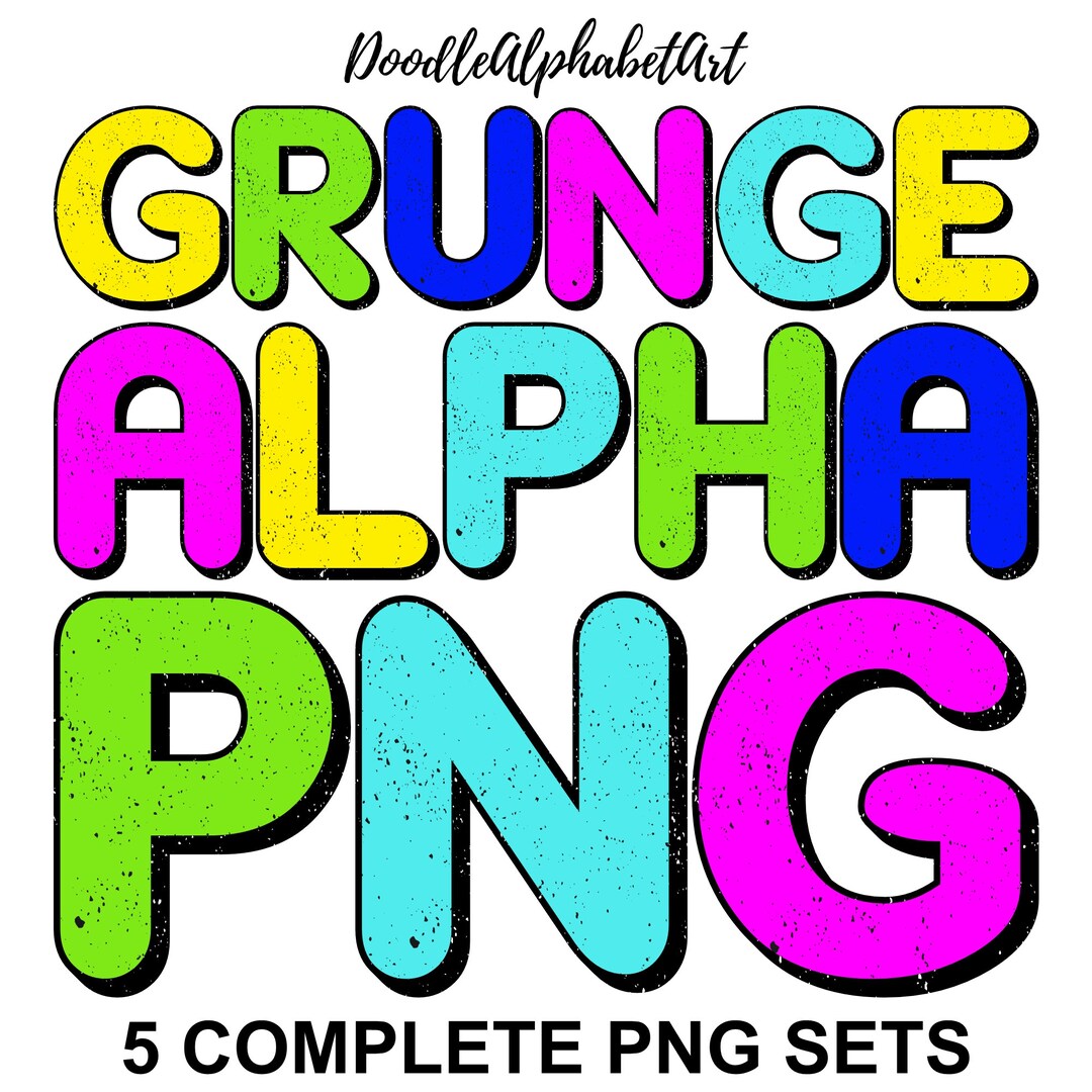 Grunge Letter PNG, Doodle Alphabet Letters PNG Bundle, Distressed ...