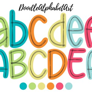 Scribble Letters PNG, Tropical Summer Color Scheme, Doodle Alphabet PNG ...