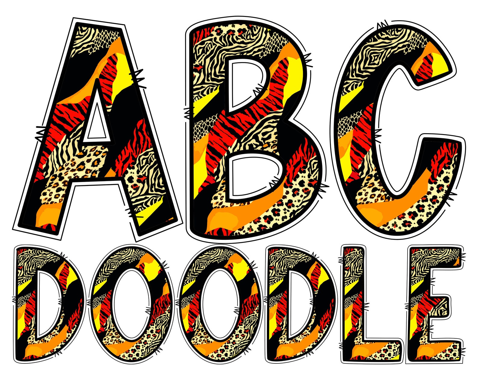 Animal Print Doodle Alphabet: PNG Clipart Letters (digital Download) - Etsy