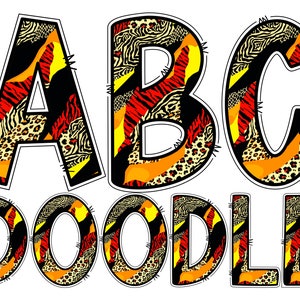 Colored Wild Animal Skins Digital Alphabet Letters PNG, Hand Drawn ...