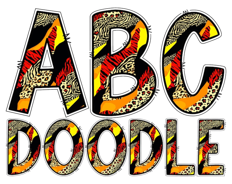 Colored Wild Animal Skins Digital Alphabet Letters PNG Hand - Etsy