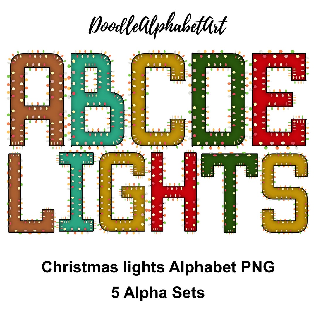 Christmas Lights Clipart Alphabet Letters PNG, Hand Drawn Alphabet ...