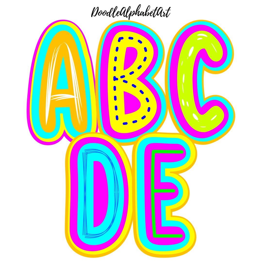 Funky Letters PNG, Marquee Alphabet PNG, Scribble Alphabet, Brush ...