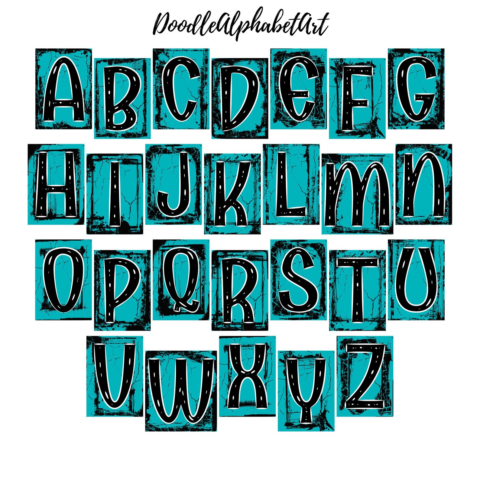 Grunge Block Alphabet PNG: Distressed Font, Bright Color (digital ...