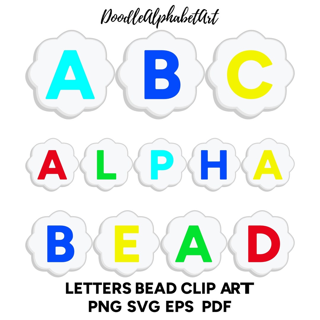 Neon Colors Alphabet Beads Clipart Bundle, 5 Colorful Flower Clipart ...