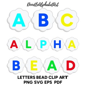 Neon Colors Alphabet Beads Clipart Bundle, 5 Colorful Flower Clipart ...