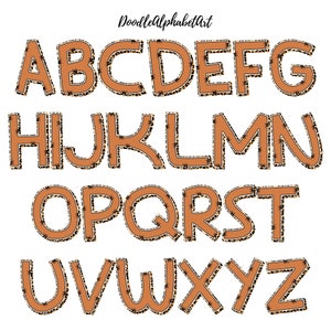 Doodle Alphabet PNG, Leopard Print Pattern, Hand Drawn Letters in Boho ...