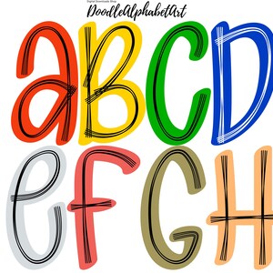 Package of 9 Sets of Digital Scribble Alphabet Pngs Bundle, Hand Drawn ...