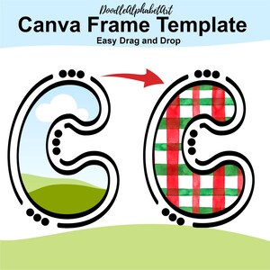 Canva Frame Letters, Doodle Groovy Alphabet, Line and Dots, Editable ...