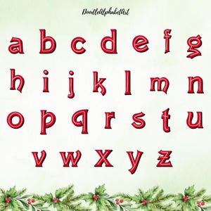 Christmas Doodle Alphabet PNG Set, Trendy Color Christmas Palette ...