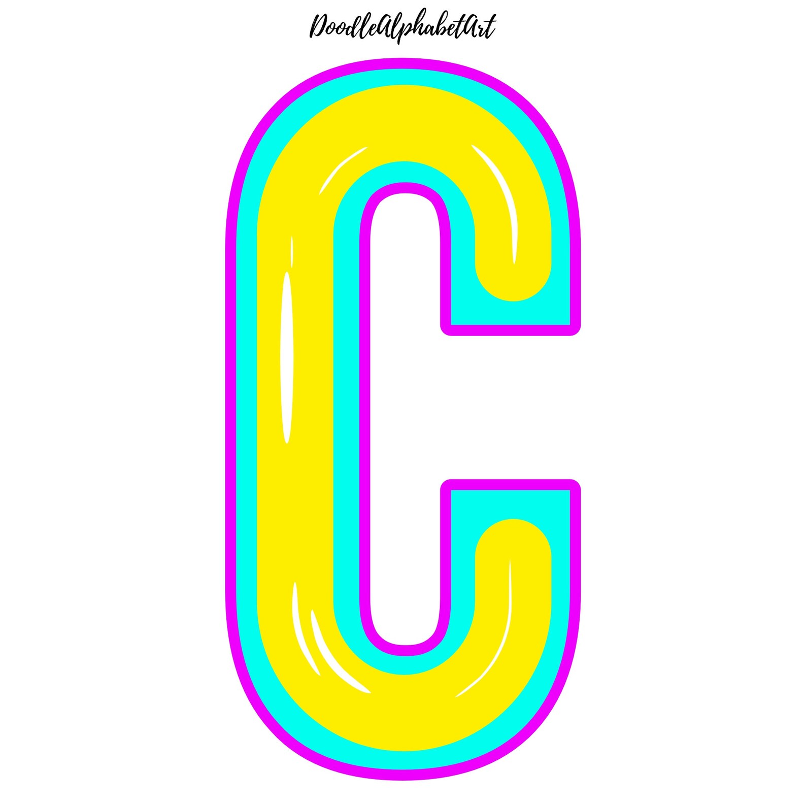 Scribble & Marquee Funky Colorful Alphabet PNG Bundle, Bright Color ...