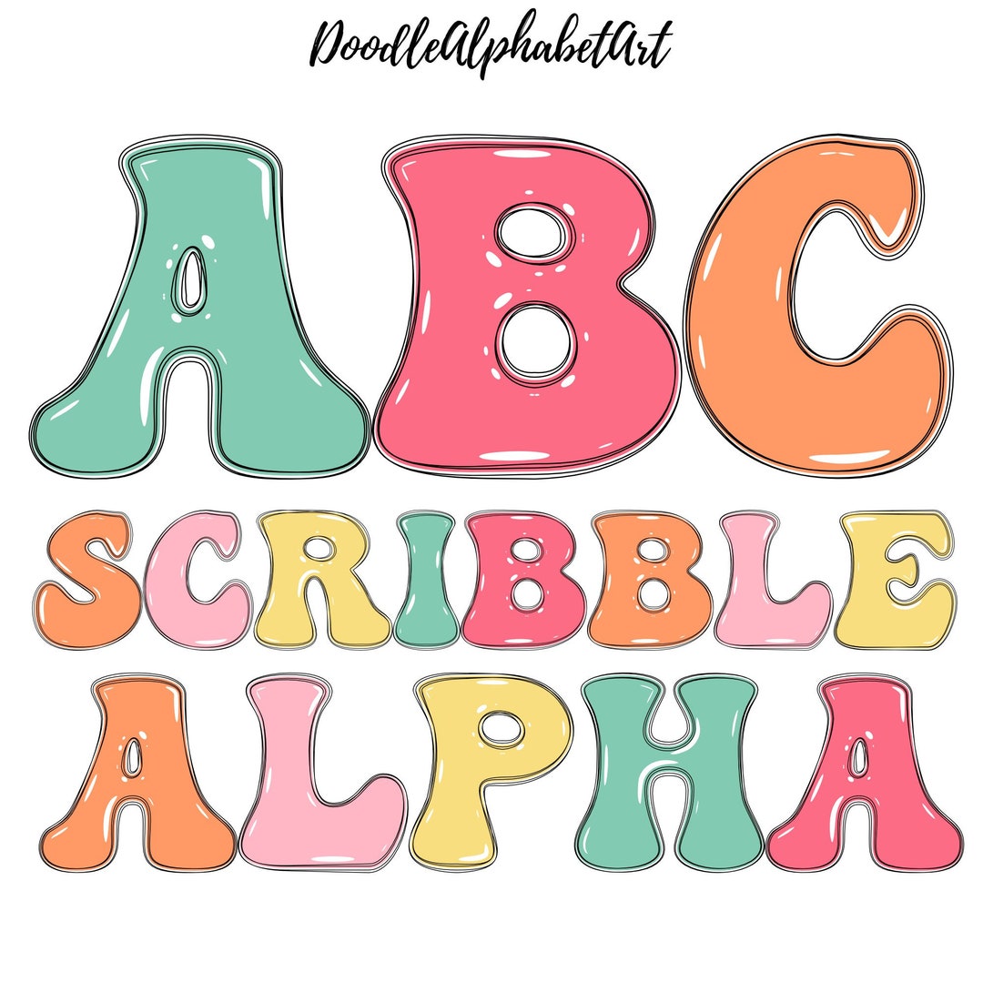 Retro Groovy Doodle Alphabet: 3D Inflated PNG Bundle (5 Alphapacks) - Etsy