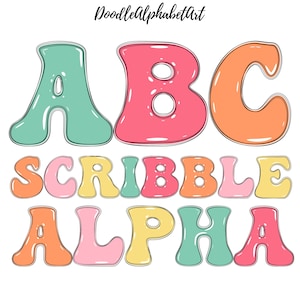 Retro Groovy Doodle Alphabet: 3D Inflated PNG Bundle (5 Alphapacks) - Etsy