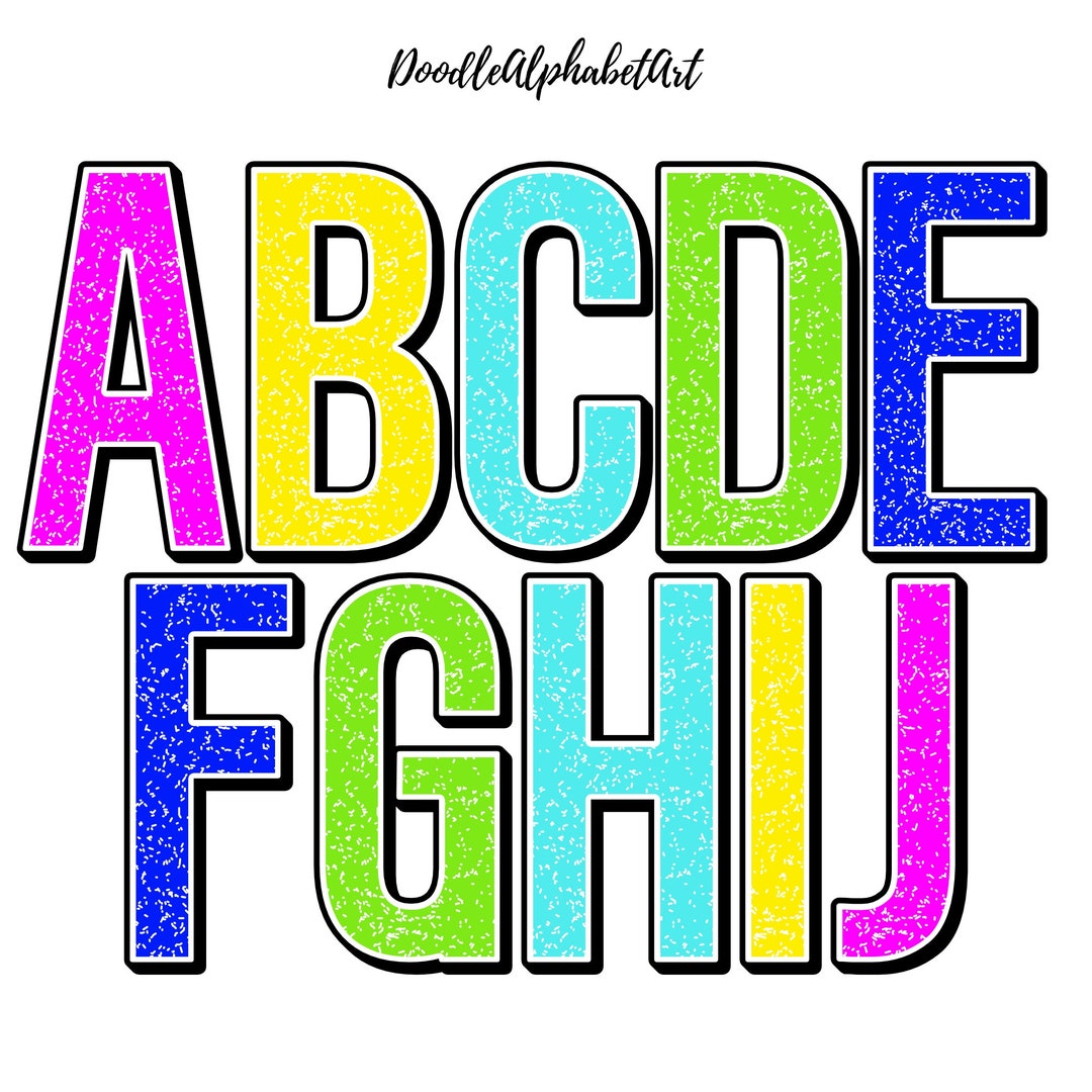 Grunge Retro Letter PNG Collection, Neon Color Pallette, Vintage ...