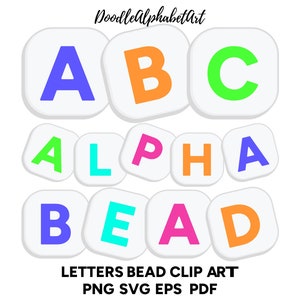 Bundle of 5 Sets of Alphabet Letter Beads Clip Art PNG SVG EPS Pdf ...
