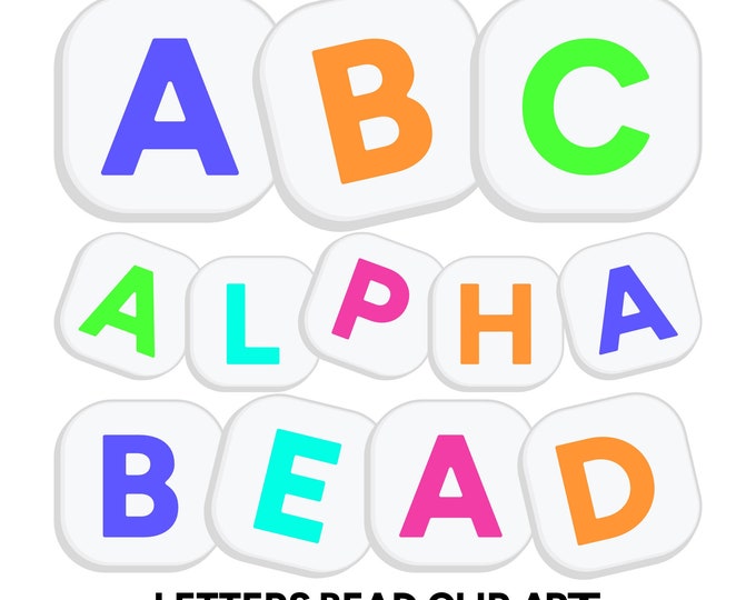 Bundle of 5 Sets of Alphabet Letter Beads Clip Art PNG SVG EPS Pdf ...