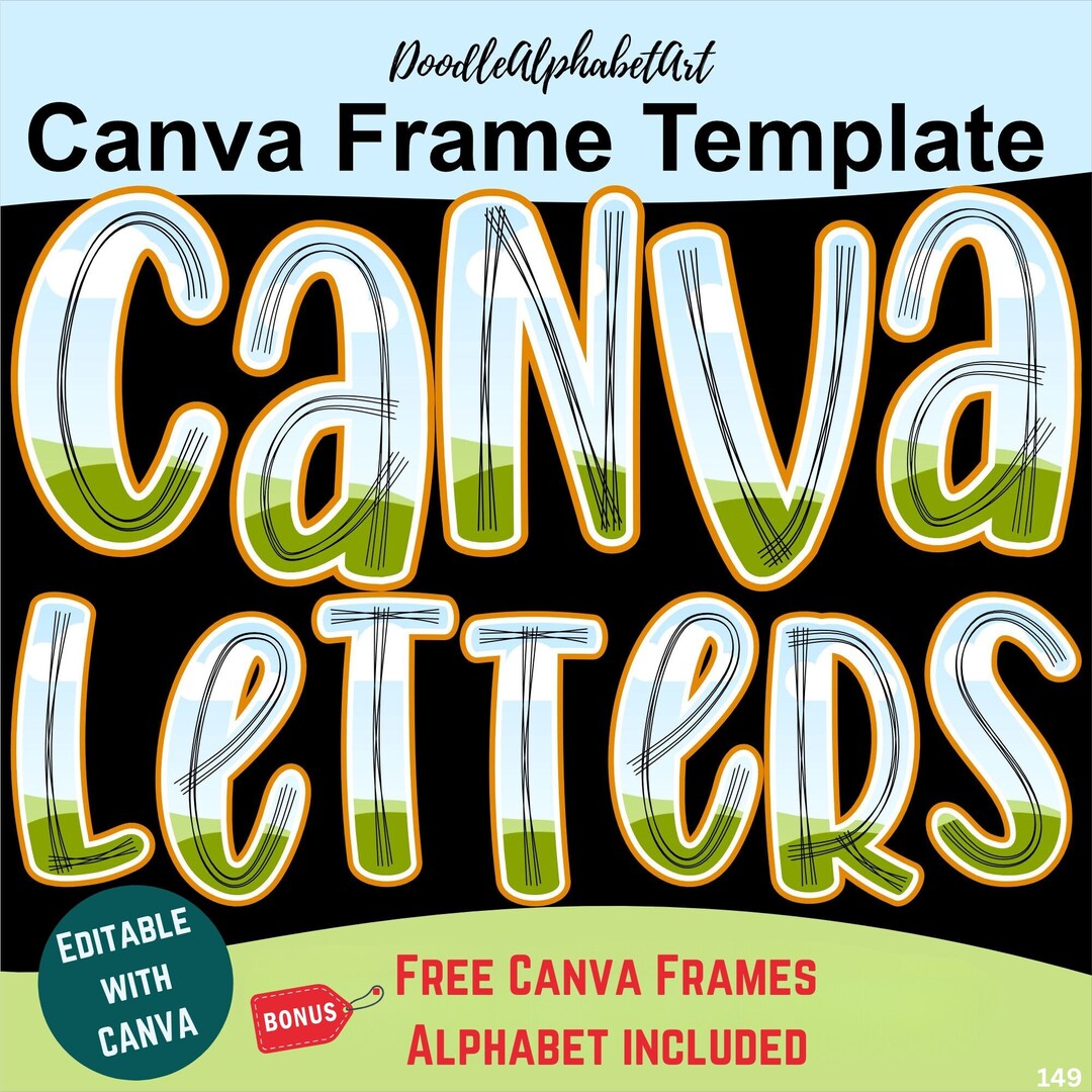 Scribble Alphabet Canva Frames: Editable Contour Design (digital ...