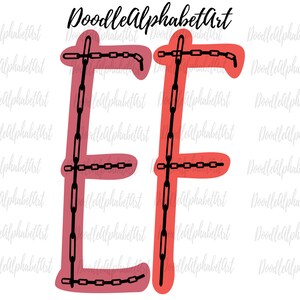 Handwriting Chain Letters PNG in 10 Colors, Hand-drawn Boho Scribble ...