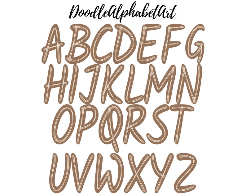 Scribble Letters PNG in 5 Colors Cream Coffee Color Palette - Etsy
