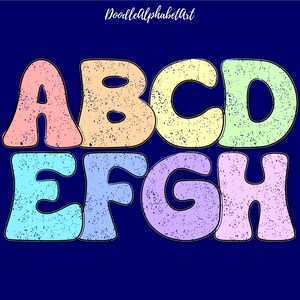 Scribble Doodle Alphabet Letters PNG Files, Grunge Groovy Retro Style ...