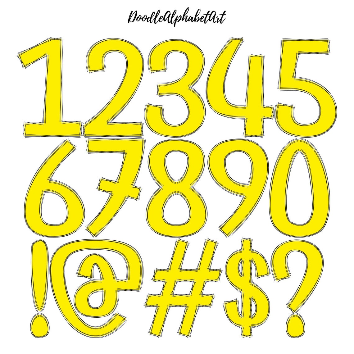 Scribble Font Alphabet PNG Bundle: Bright Color Palette Digital ...