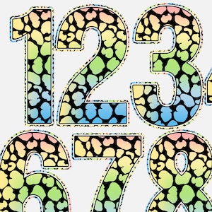 Colorful Leopard Digital Alphabet Letters and Numbers Sublimation ...