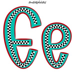 Checkerboard Alphabet PNG Bundle, Summer, Bold and Bright Colors, 5 ...