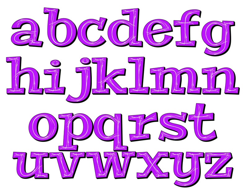 Bright Alphabet Doodle Set Letters PNG in 5 Colors Comic - Etsy