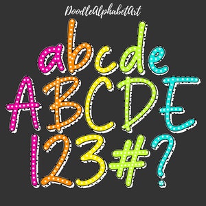 Dalmatian Retro Dots Alphabet PNG Bundle, Bright Colors, 5 Alpha Sets ...