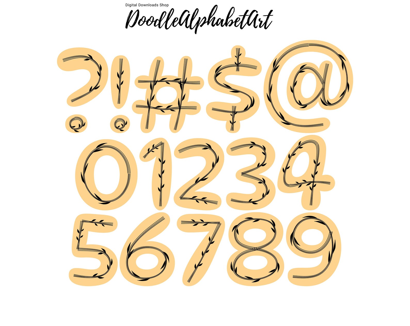 Scribble Letters PNG 5 Alphabet Sets Doodle Spring Floral - Etsy